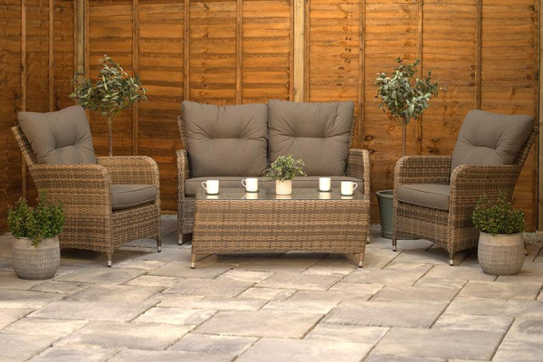 Rattan sofa set brown store